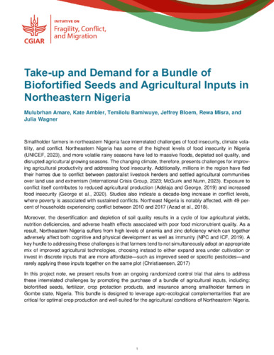 Take-up and demand for a bundle of biofortified seeds and agricultural ...