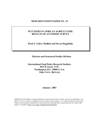 Successes in African agriculture: results of an expert survey | CGIAR ...