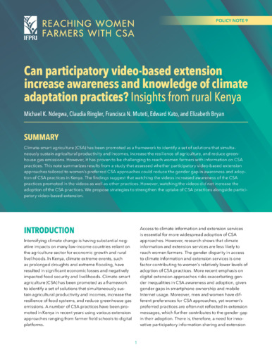 Can participatory video-based extension increase awareness and knowledge of climate adaptation ...