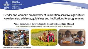 Gender, women's empowerment, and nutrition: A review, new evidence, and ...