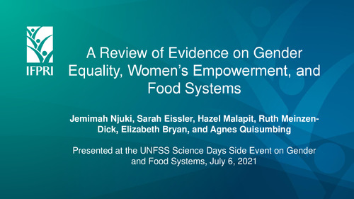 A Review of Evidence on Gender Equality, Women’s Empowerment, and Food ...